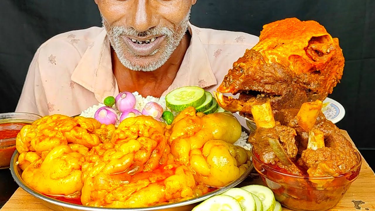 Eating Most Oily Mutton Fat Curry, Sheep Head Curry, Spicy Mutton Curry ...