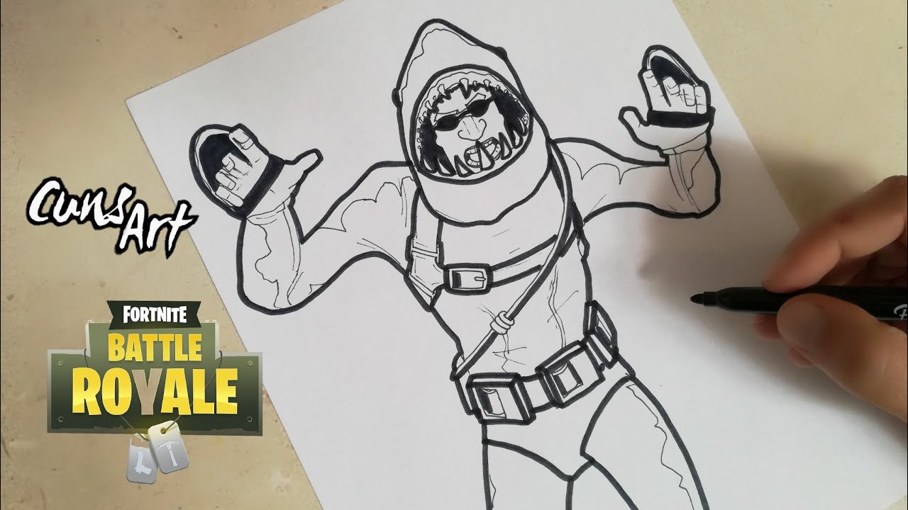 COMO DIBUJAR A CHOMP SR. | SHARKMAN DE FORTNITE | how to draw chomp sr ...