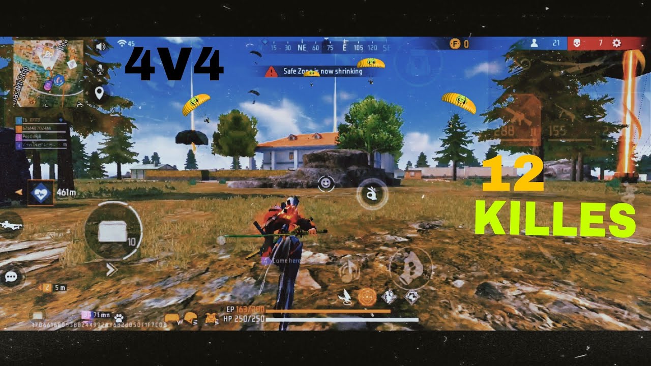 FREE FIRE BR RANK 12 KILLES 4V4 OP GAMEPLAY BY GAMINGROHIT - YouTube