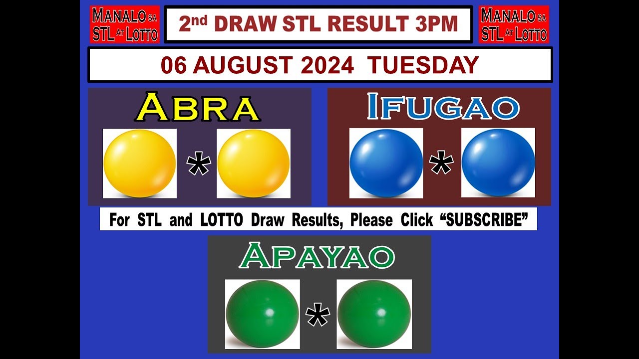 STL 2ND Draw 3PM Result STL Abra STL Ifugao STL Apayao 06 August 2024 ...