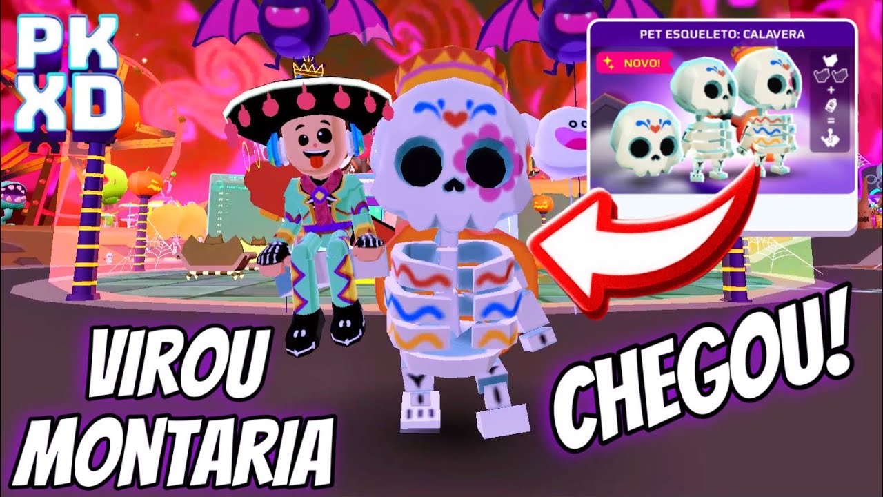PK XD EVOLUÍ O NOVO PET CALAVERA NÍVEL MÁXIMO MONTARIA! PETER GAMES ...