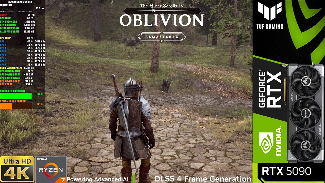 RTX 5090 Oblivion Remastered, Ultra Ray Tracing, DLSS 4 + FG 4K - YouTube