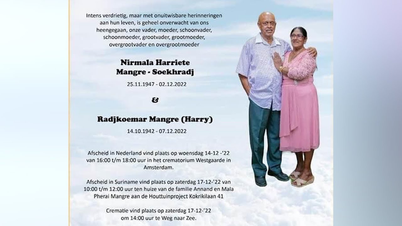 De crematie van Nirmala Harriete Mangre - Soekhradj en Radjkoemar ...