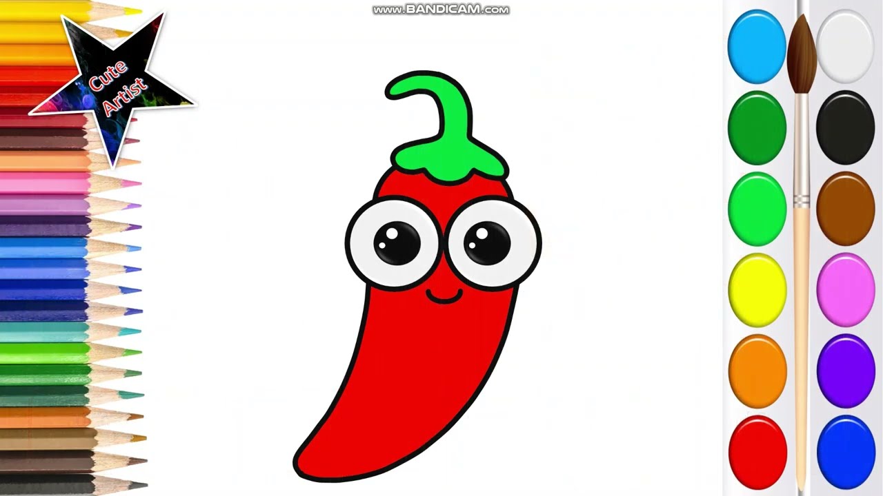 Easy Red Chili Drawing | How to Draw And Color Cute Chili Step by Step ...