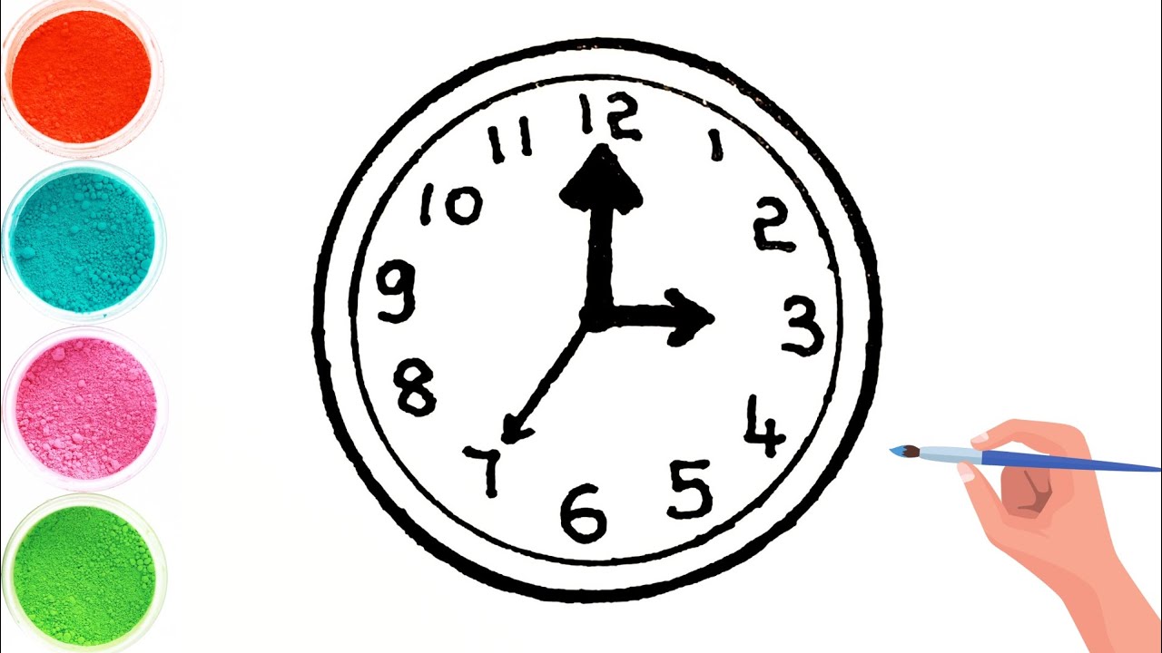 How to Draw Clock | Drawing and Colouring for Kids and Toddlers - YouTube