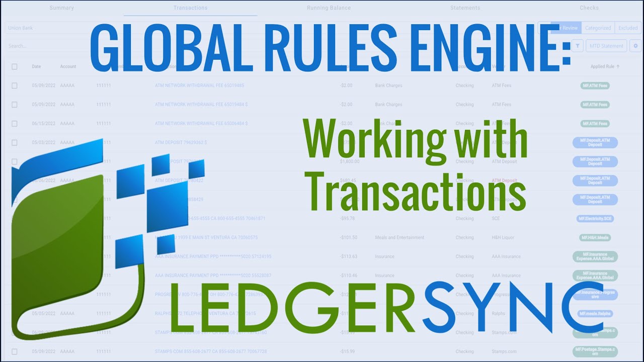 Ledgersync's Global Rules Engine: Working with Transactions - YouTube