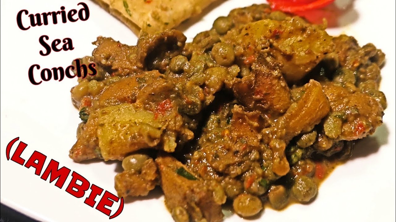 Curried Sea Conchs (Lambie) with Aloo & Pigeon Peas. - YouTube