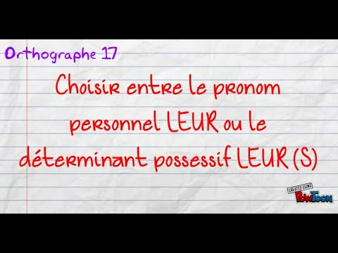 Le pronom personnel LEUR ou le déterminant possessif LEUR(S) - YouTube