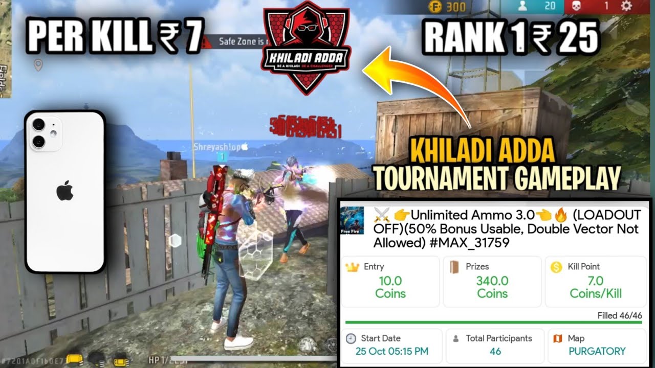 Khiladi Adda App Solo Tournament Highlights 😱 || Per Kill 7 Rs 🤑 ...
