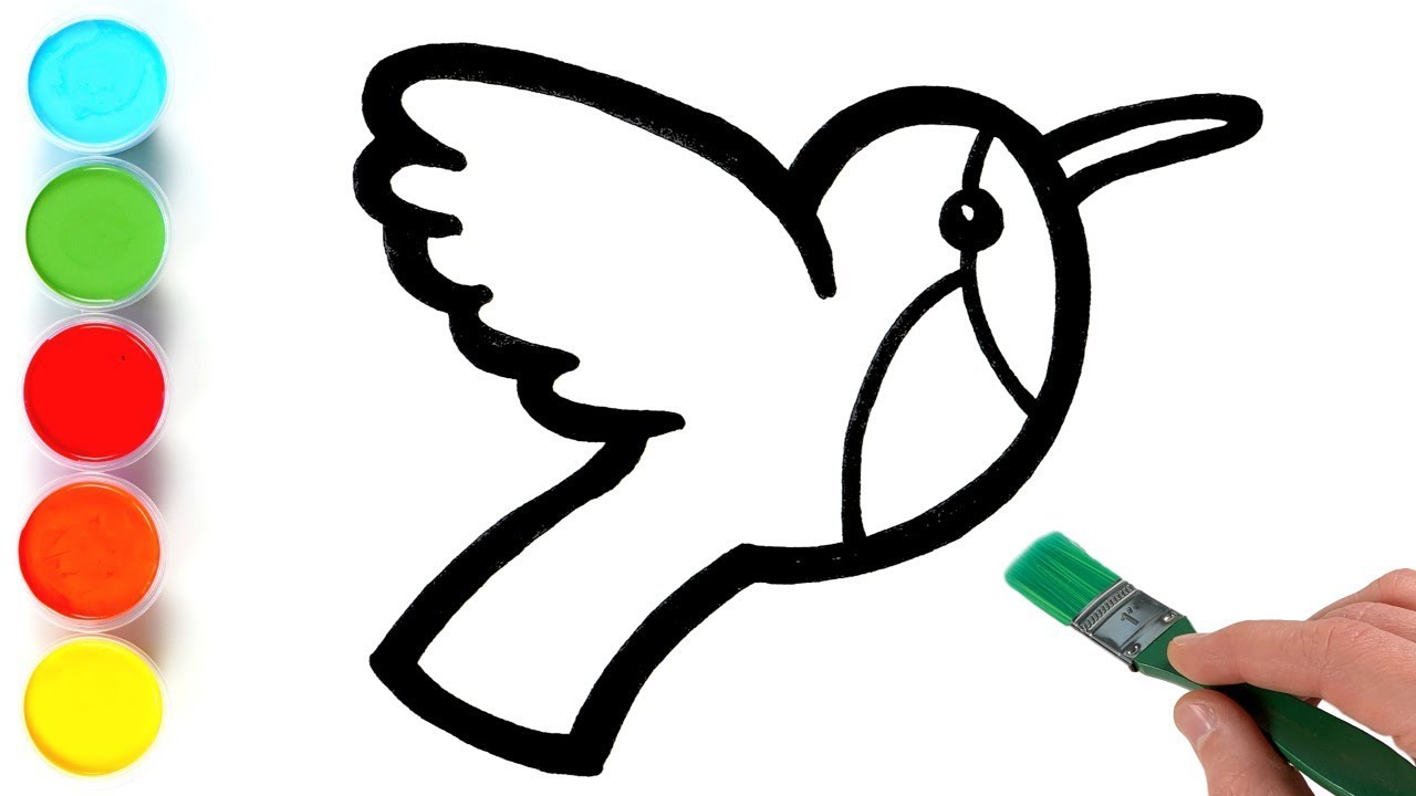 Hummingbird Drawing, Painting and Coloring for Kids, Toddlers | How to ...
