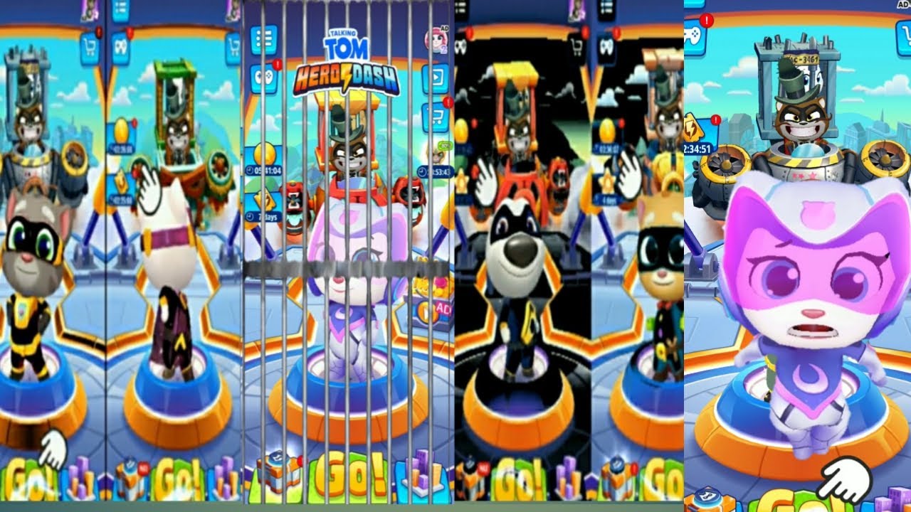 TALKING TOM HERO DASH -- ALL BLACK HERO BOSS FIGHT & LANCER ANGELA LOCK ...