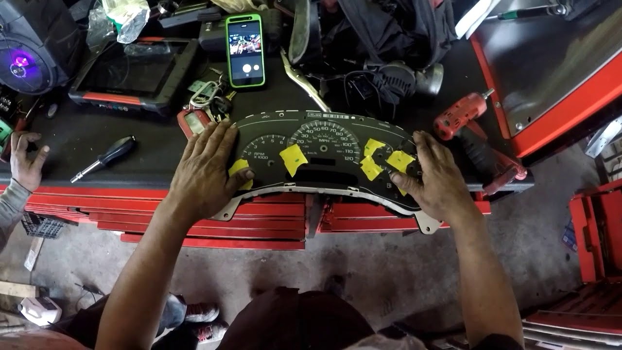 Instrument cluster repair PRNDL display dim on 2005 Chevy silverado ...