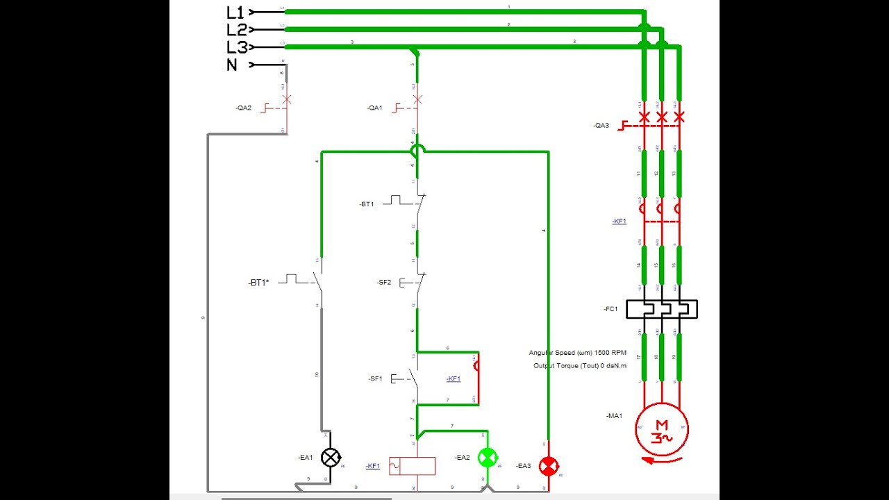 DOL Starter Control And Power Drawing. - YouTube