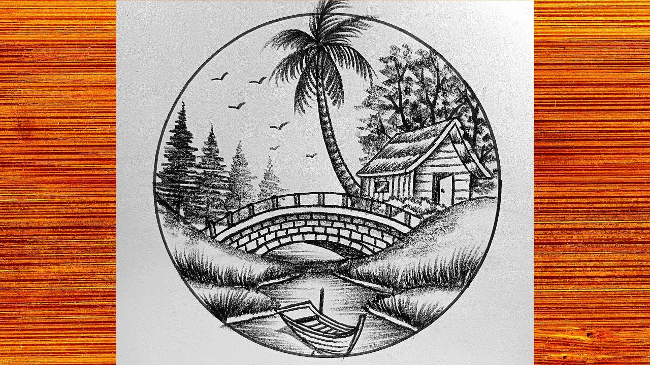 How to drawing beautiful scenery - YouTube