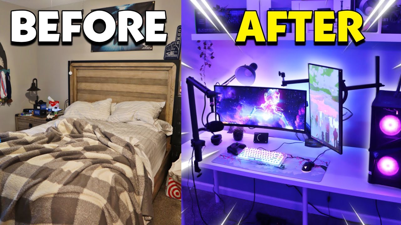 Transforming My MESSY Room Into My DREAM Gaming Setup! - YouTube