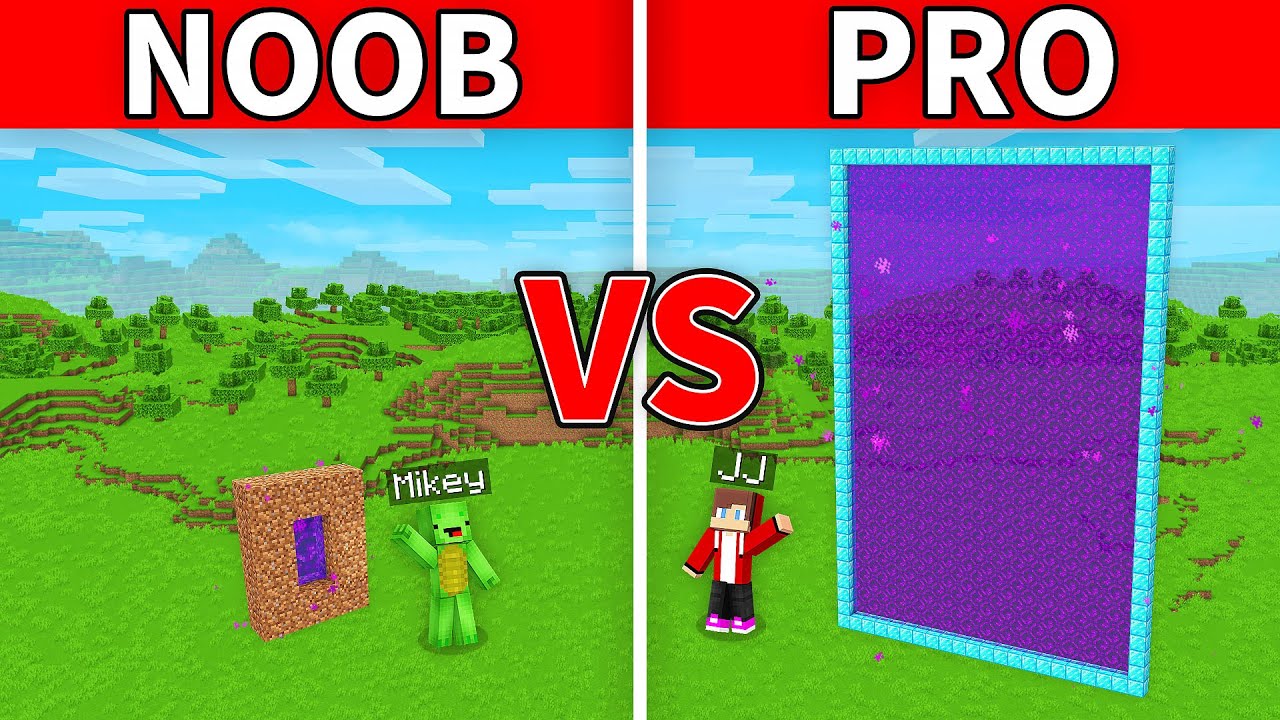 Mikey and JJ - NOOB vs PRO : Portal Build Challenge in Minecraft (Maizen) - YouTube