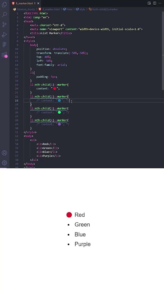 Marker Css Property Follow Programming Htmlcss Webdevelopment Shorts Htmlcssjs