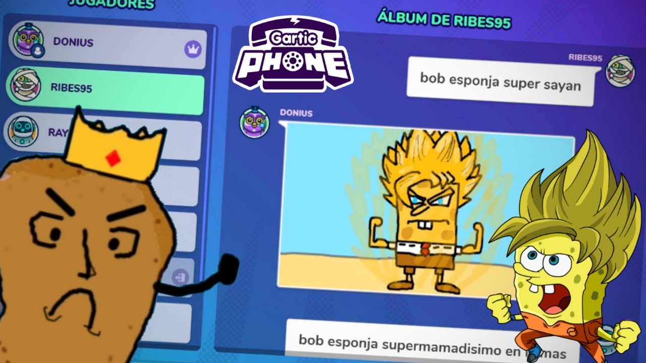 BOB ESPONJA SUPER SAIYAN, ABDUCIONES Y REY CROQUETA | GARTIC PHONE #11 ...
