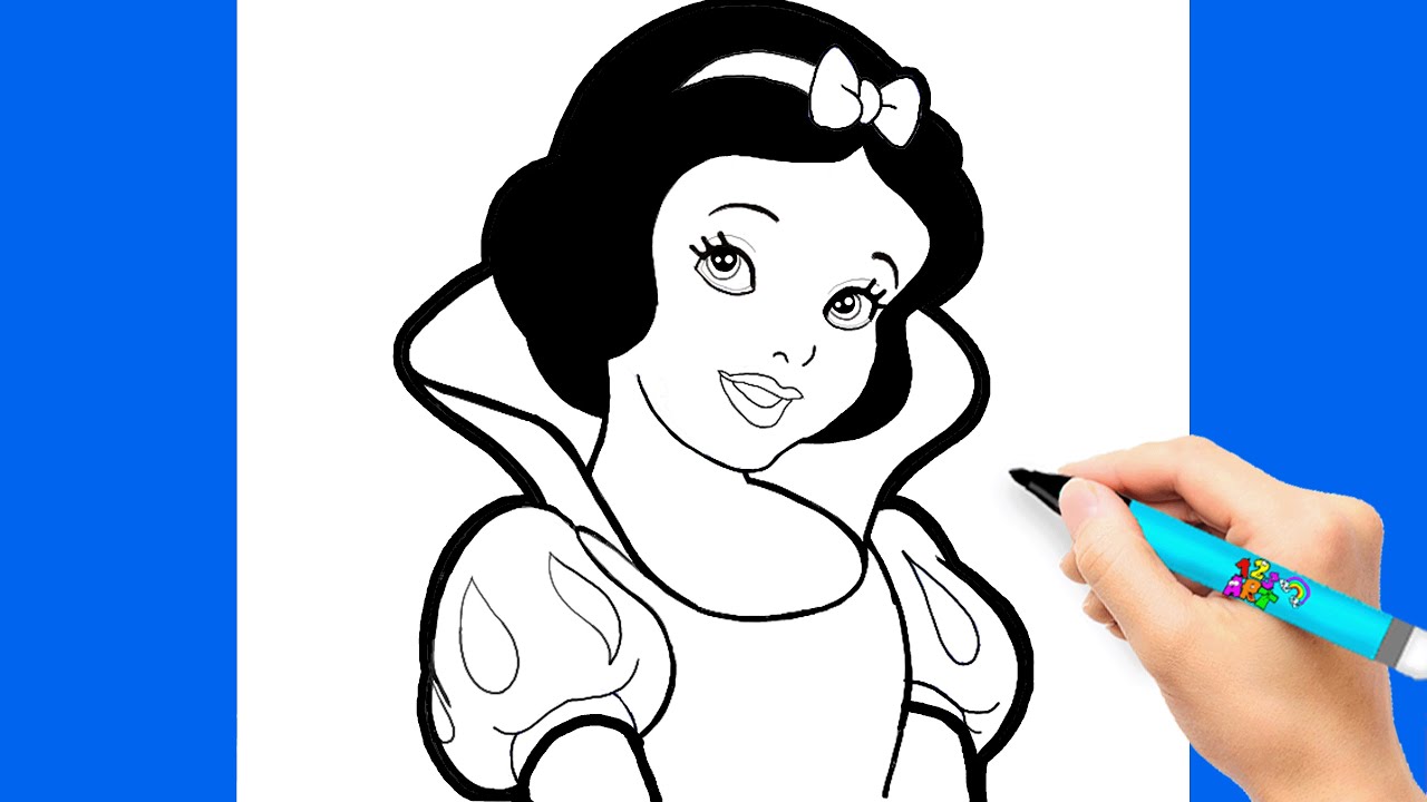 PRINCESS DRAWING 👸👗 HOW TO DRAW A SNOW WHİTE EASY 😍 DRAWING 🌈 EASY ...