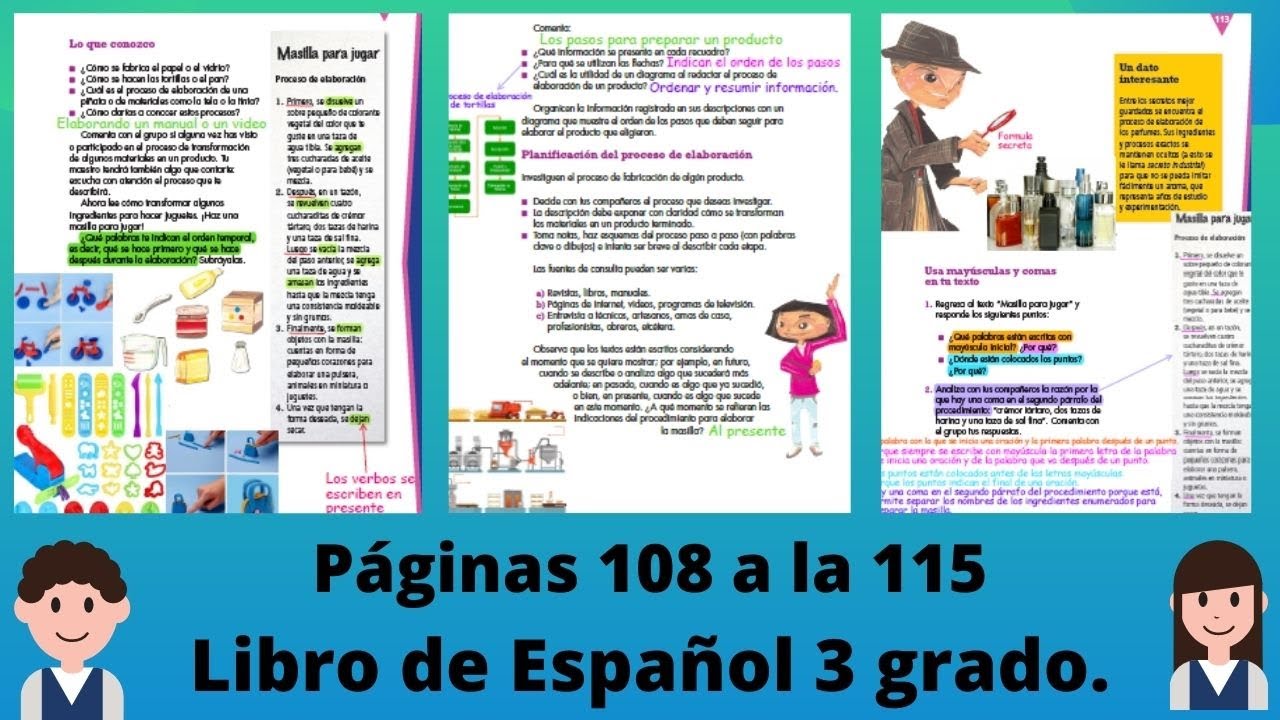 Páginas 108 a la 115 libro de español 3 grado . - YouTube