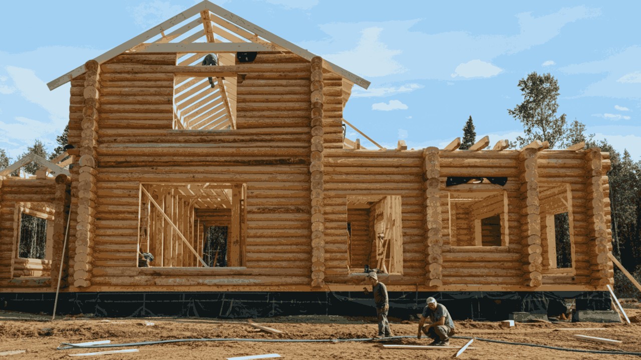 Man Builds Dream Log Cabin in the Wilderness | From Start to Finish ...