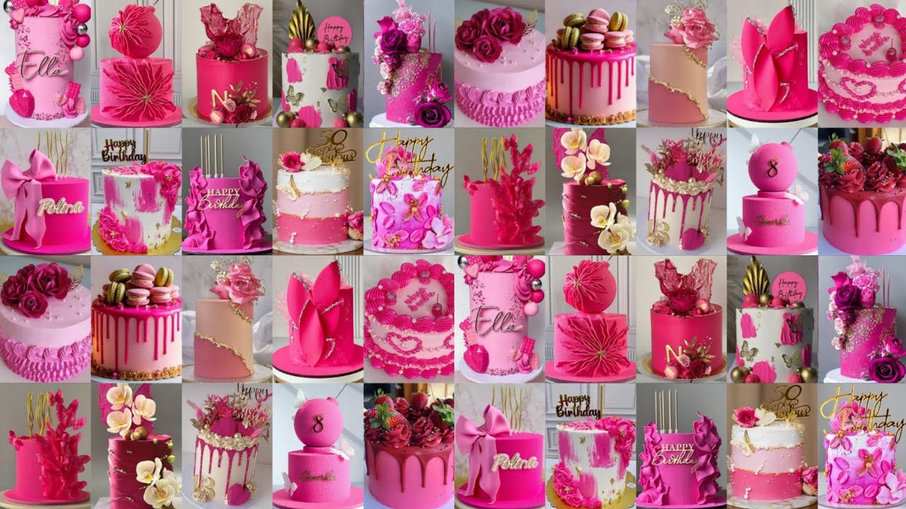 💖Pink colour cake design//latest pink cake design//pink colour cake ...