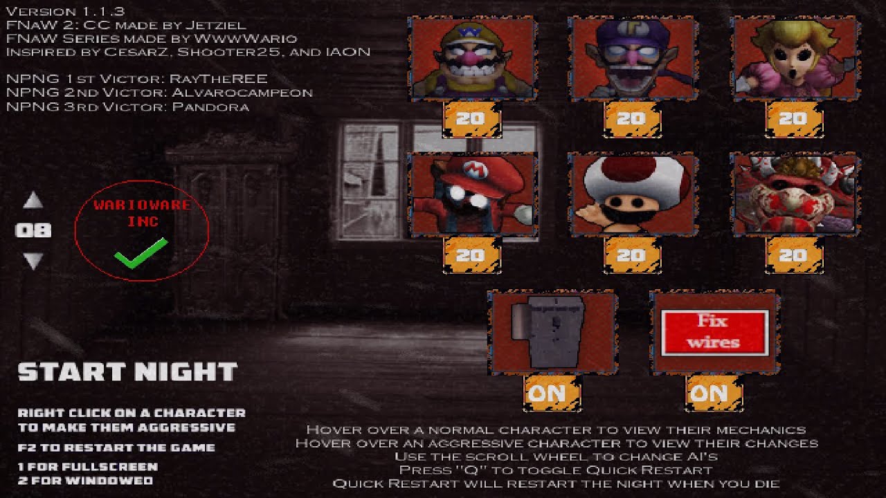 fnaw 2 custom chaos - Warioware Inc - YouTube