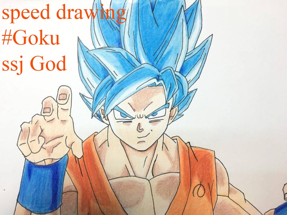 speed drawing (goku ssj god) - YouTube