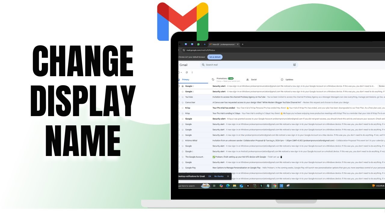 HOW TO CHANGE DISPLAY NAME IN GMAIL - YouTube