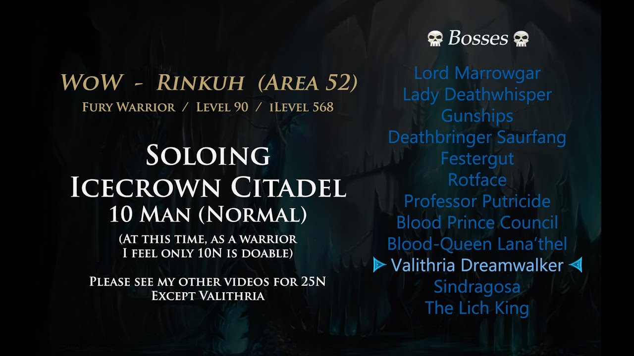 WoW - World First Warrior Solo Valithria Dreamwalker - YouTube