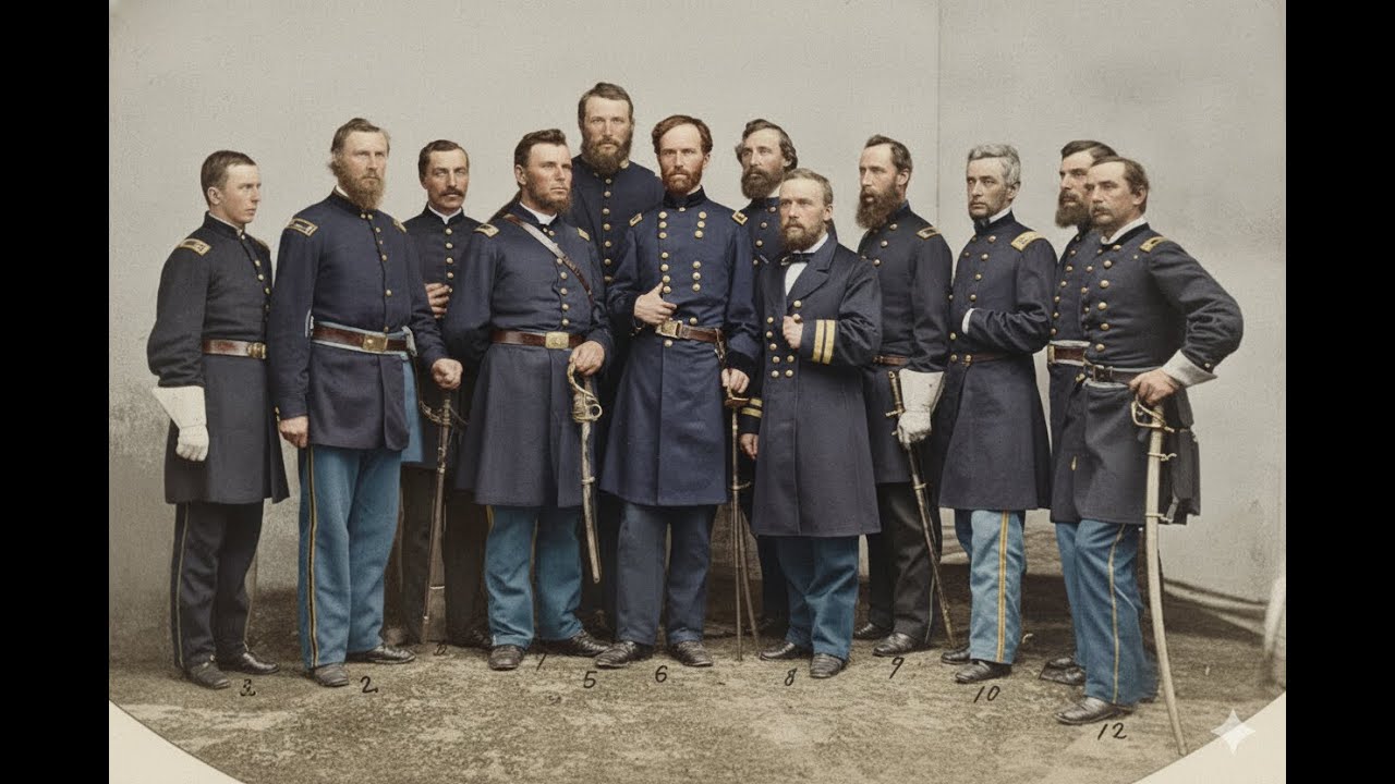 US Civil War General Sherman and his officers, colorized photo and AI ...