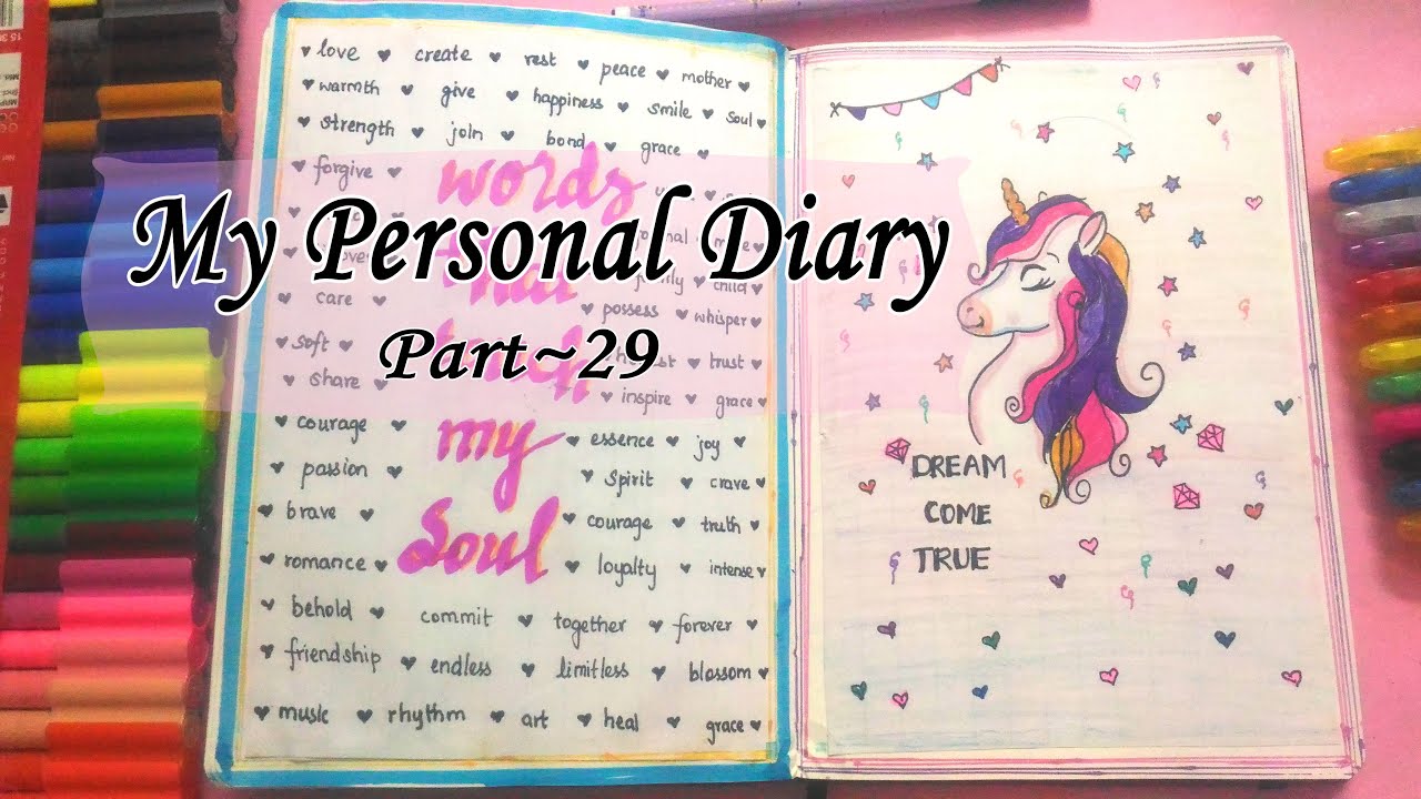 My Personal Diary Part-29 | Simple way to decorate Diary Pages ...