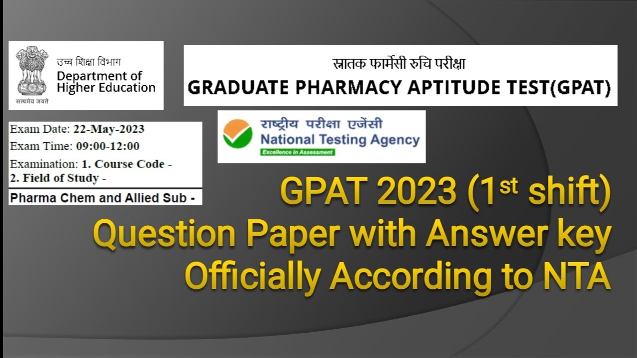 Gpat 2023 - Shift 1 - Question paper with Answer key - YouTube