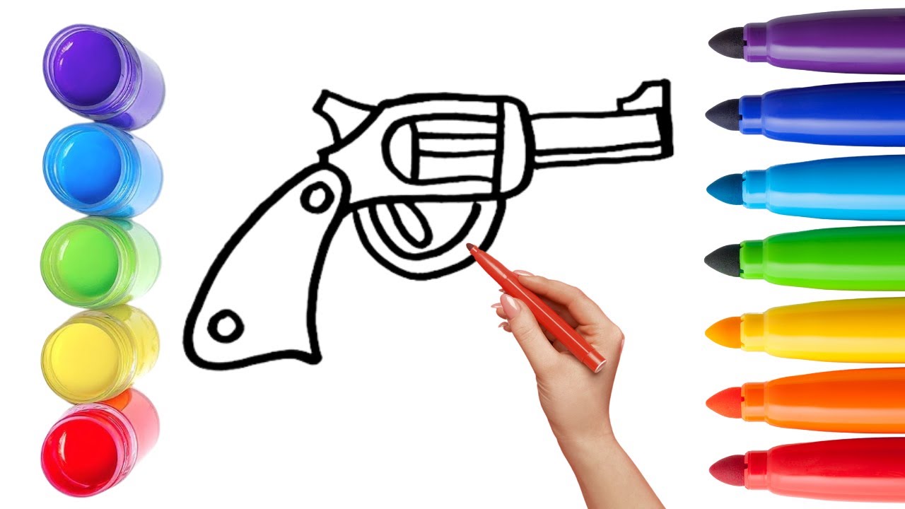 How To Draw cute Gun Drawing, Painting & Coloring For Kids and Toddlers ...