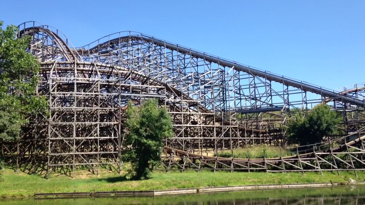 Megafobia Wooden Roller Coaster at Oakwood Theme Park Wales - YouTube