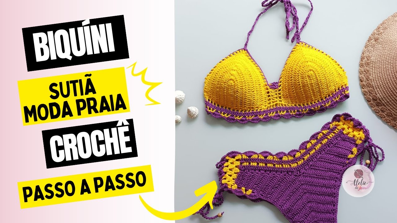 Biquini de crochê super fácil/ Moda praia/ Sutiã crochê - passo a passo ...