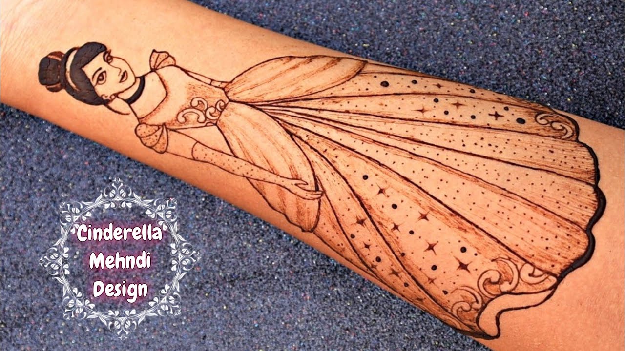 How to draw cinderella using mehndi || Cinderella mehndi design ...