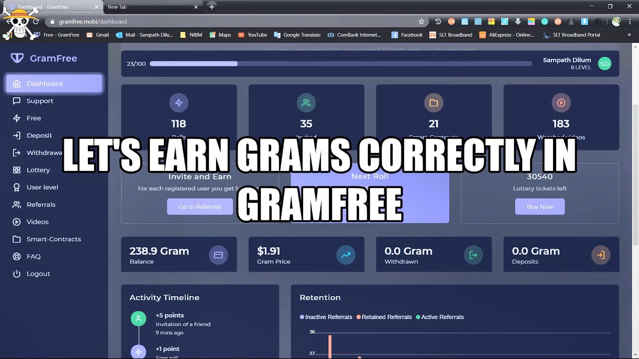 How to earn Grams correctly in Gramfree - YouTube