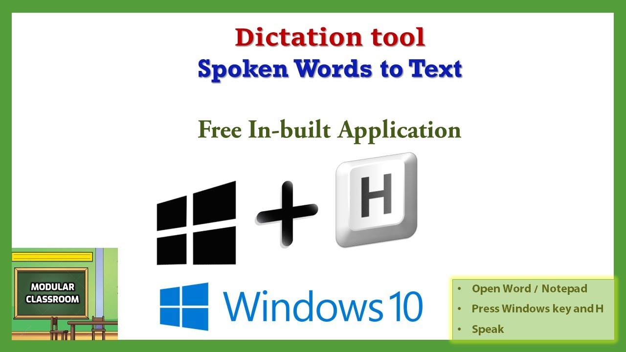 Dictation tool in Windows 10 - YouTube