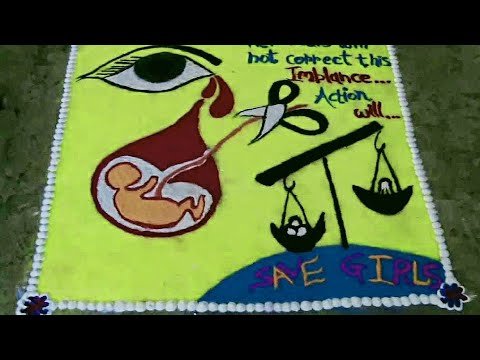 Save Girls child express Emotions by Rangoli Art India on Women's Day ...