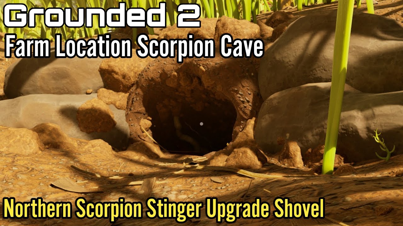 Grounded 2, Farm Location Scorpion Cave Guide, Northern Scorpion Stinger Upgrade Shovel - YouTube