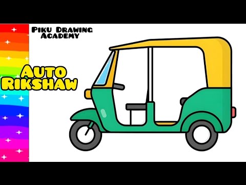 Auto Rickshaw Drawing and Colouring for Kids and Toddlers | How To Draw ...