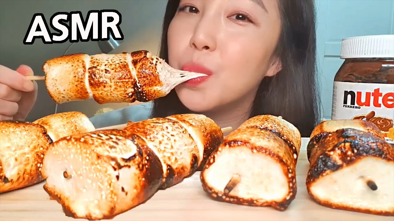 ASMR 구운 대왕 마시멜로 리얼사운드 먹방. Roasted Marshmallow Mukbang Eating Show. 巨大焼き ...