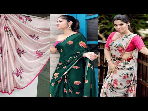 Stylish Printed Satin Saree Designs, Soft Satin Saree Designs to rock on your parties 2020