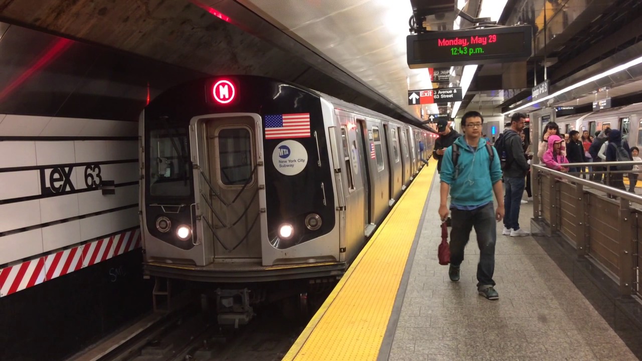 R160 F, M and Q trains at Lexington Avenue-63rd Street - YouTube