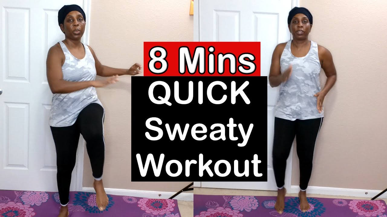 8 Minutes Sweaty Fast Walking Workout ANYONE CAN DO - YouTube