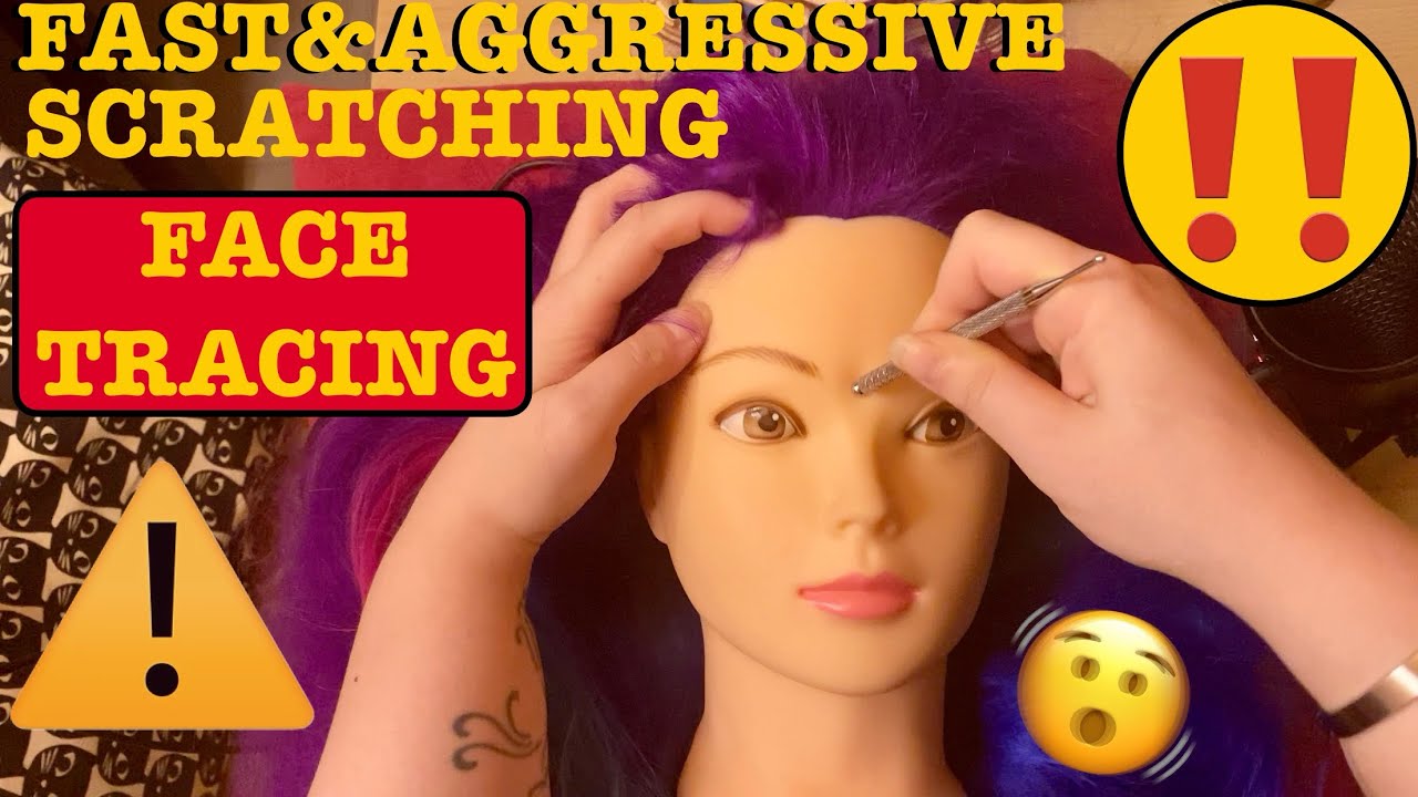 ASMR|⚠️EXTREME FAST AGGRESSIVE HEAD/FACE SCRATCHING. EAR MASSAGE, FACE TRACING/TAPPING. Soft ...