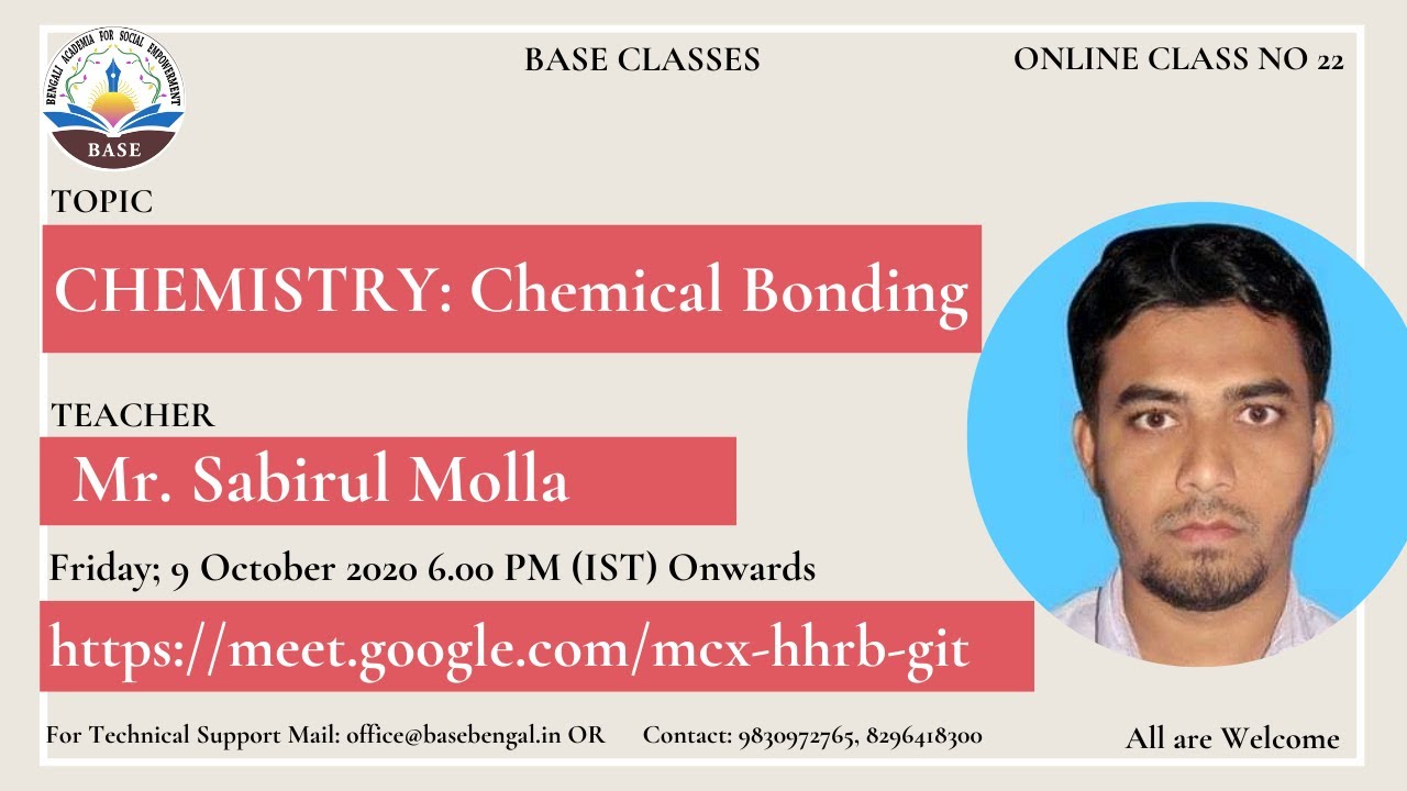BASE Classes; CHEMISTRY: Chemical Bonding By Mr. Sabirul Molla - YouTube
