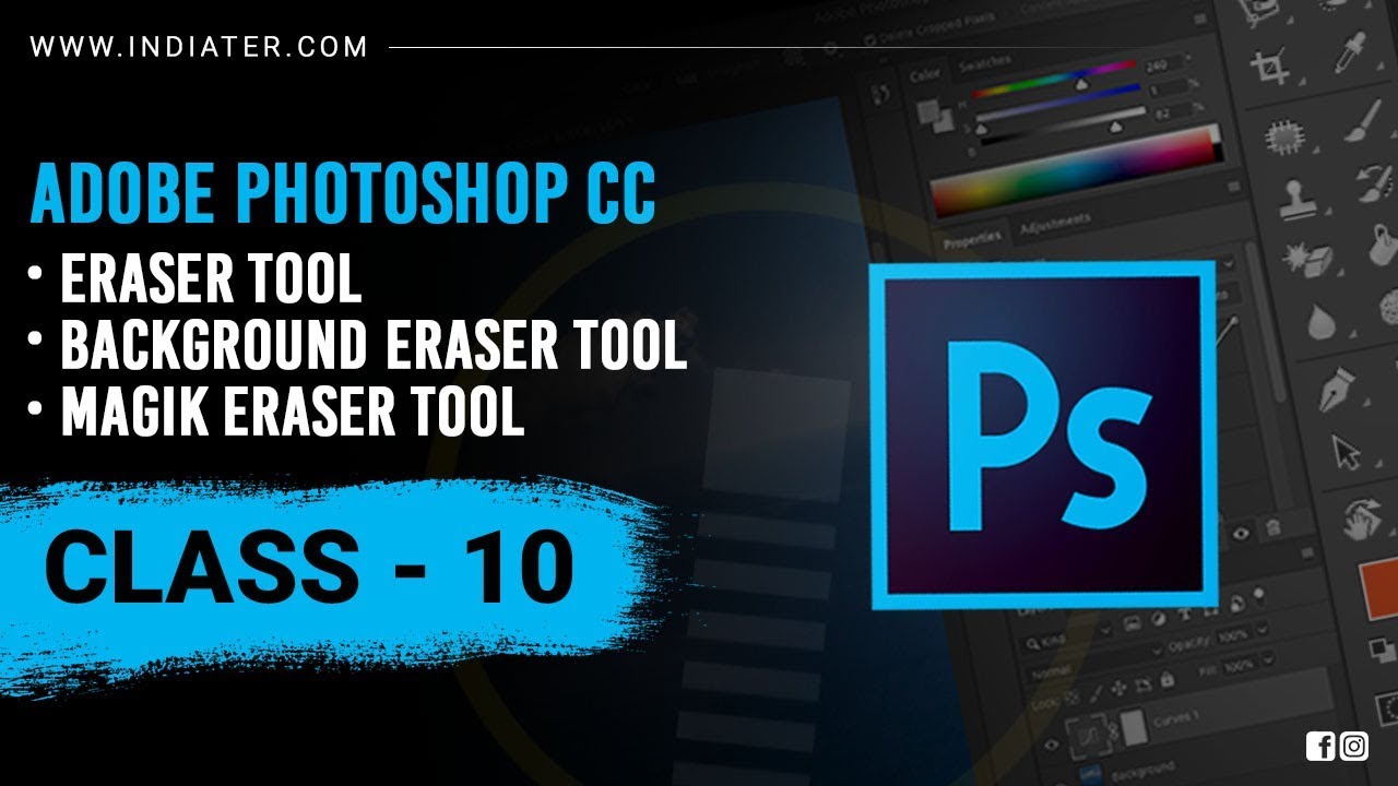Eraser Tool - Adobe Photoshop Tutorial For Beginners in Hindi #indiater ...