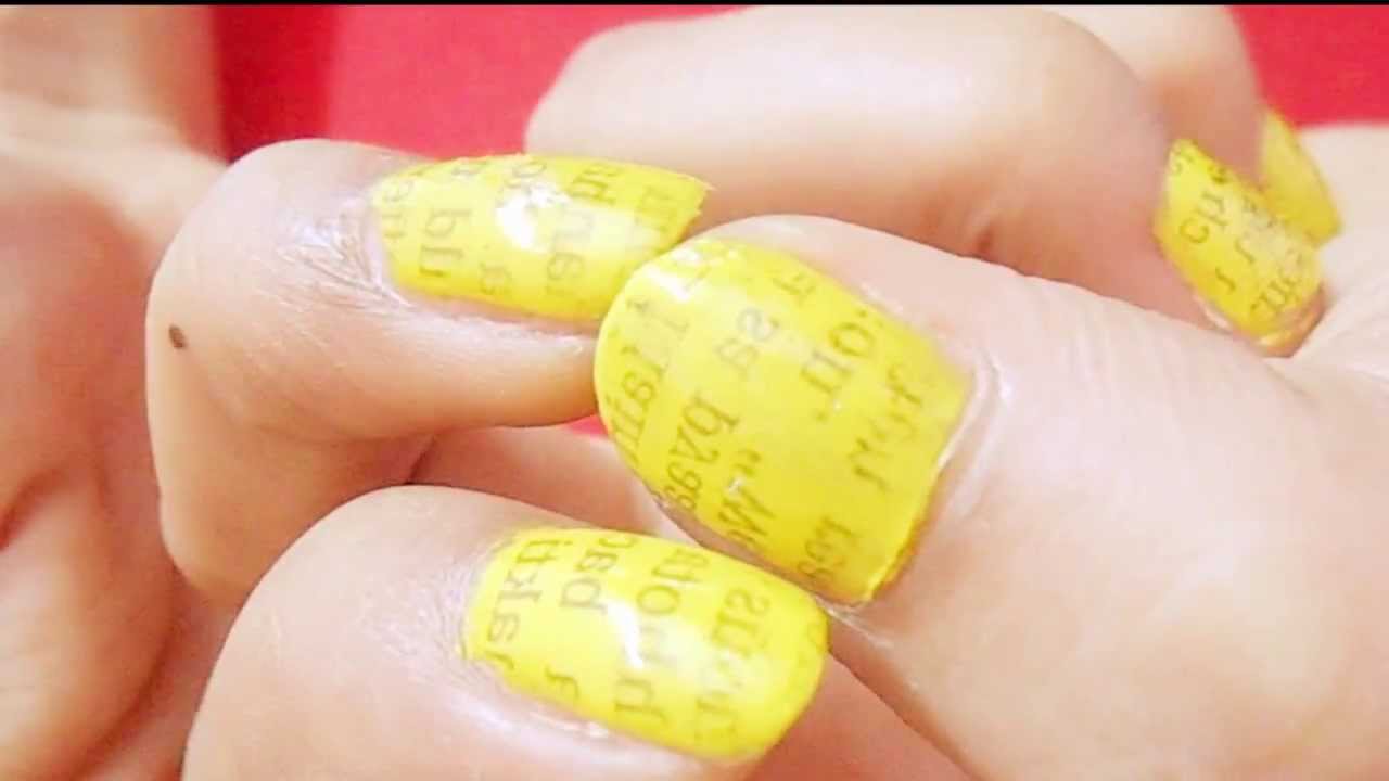 Newspaper Nail art Tutorial-How To Make Newspaper Nail Art / News Paper ...